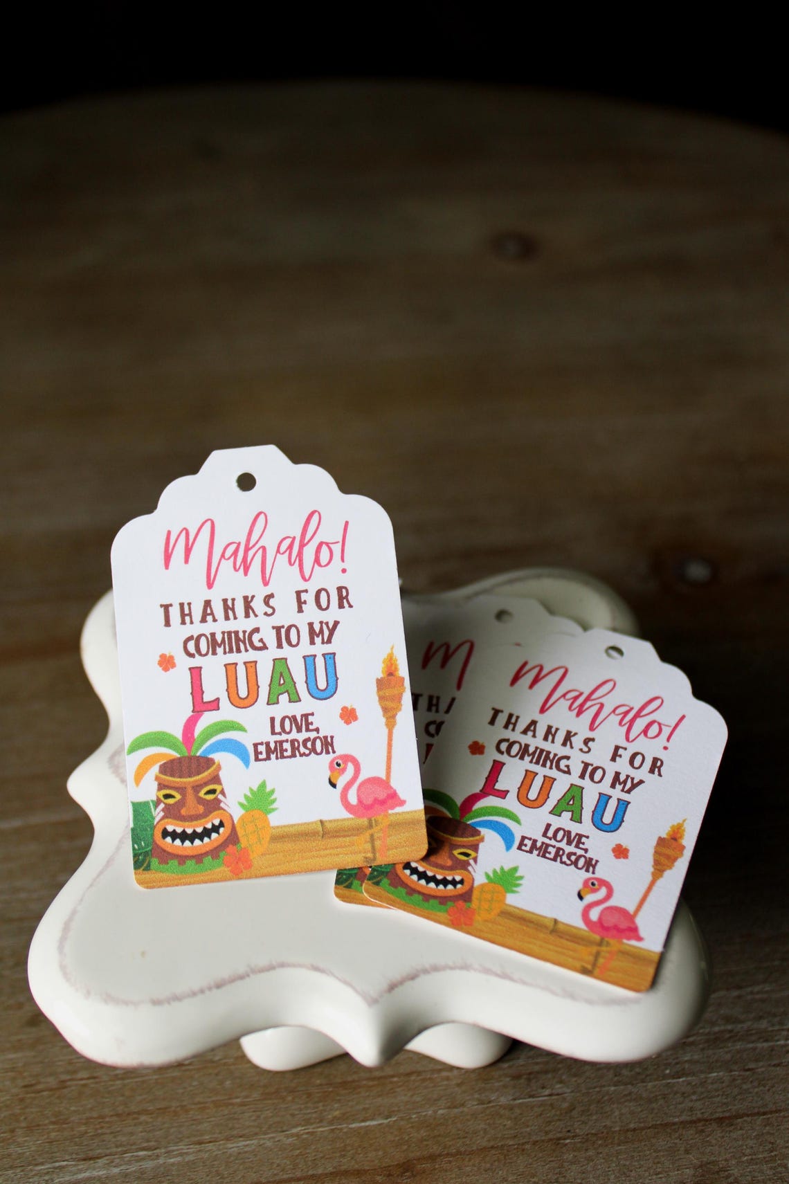 Luau Thank You Tags - Tropical Hawaiian Party Favor Tags - Mahalo Gift ...