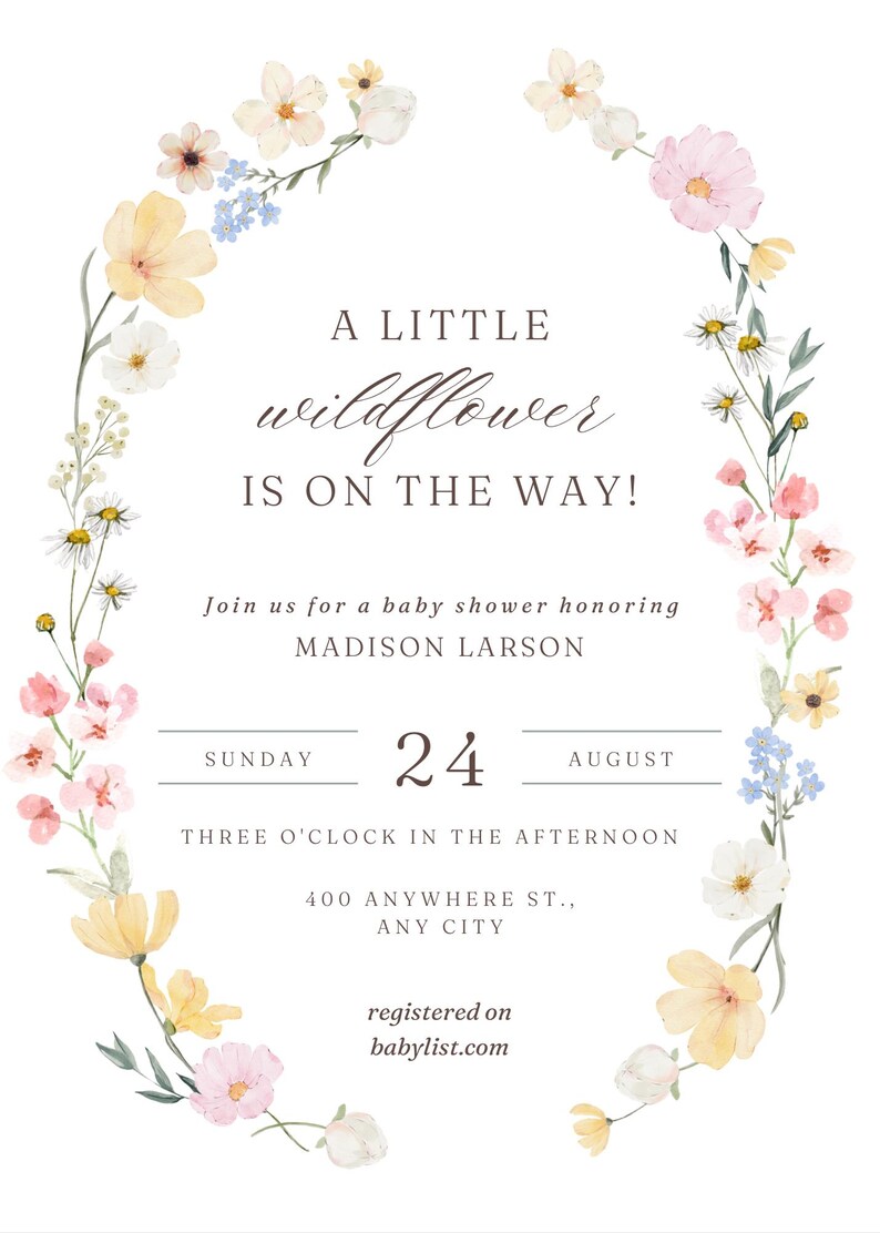 Wildflower Baby Shower Invitation - Etsy