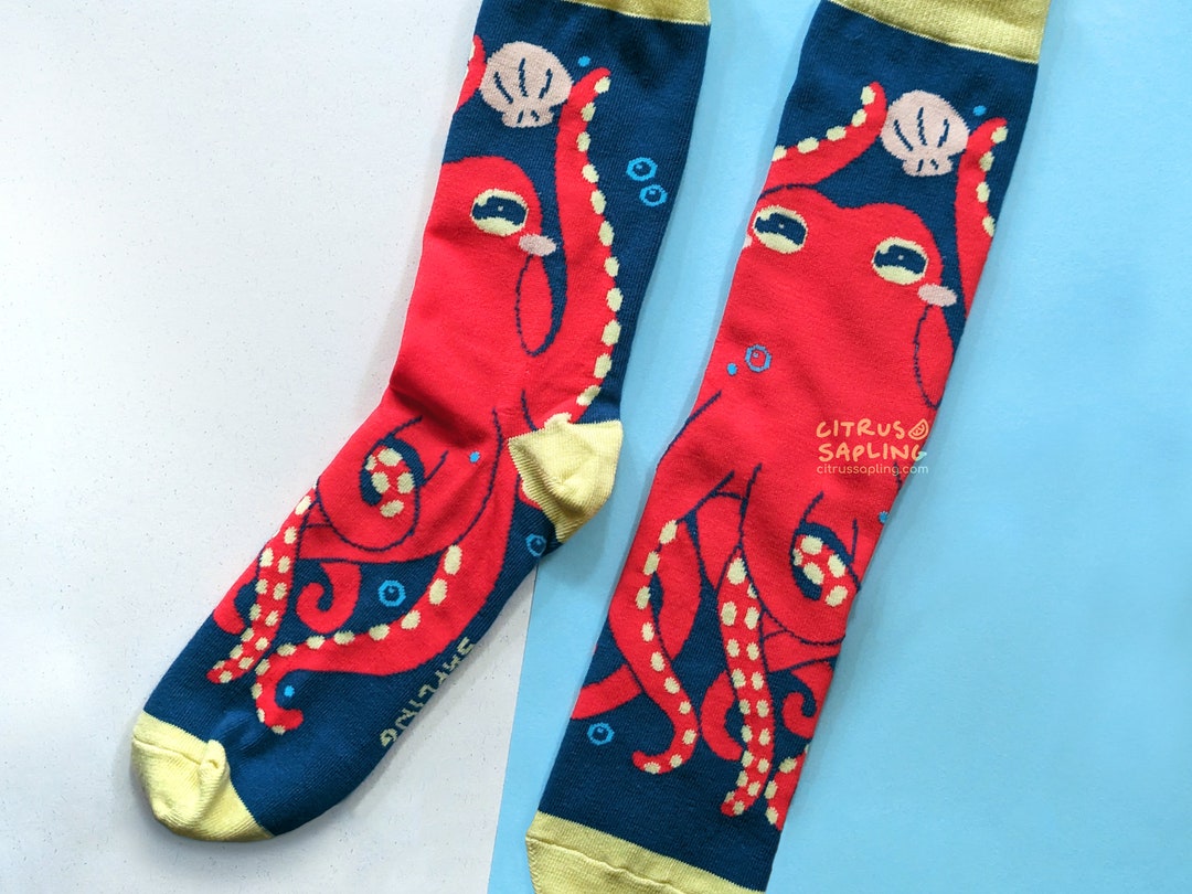 Octopus Socks Woven Unisex Adult Size Socks | Octopus Gifts Cephalopod ...