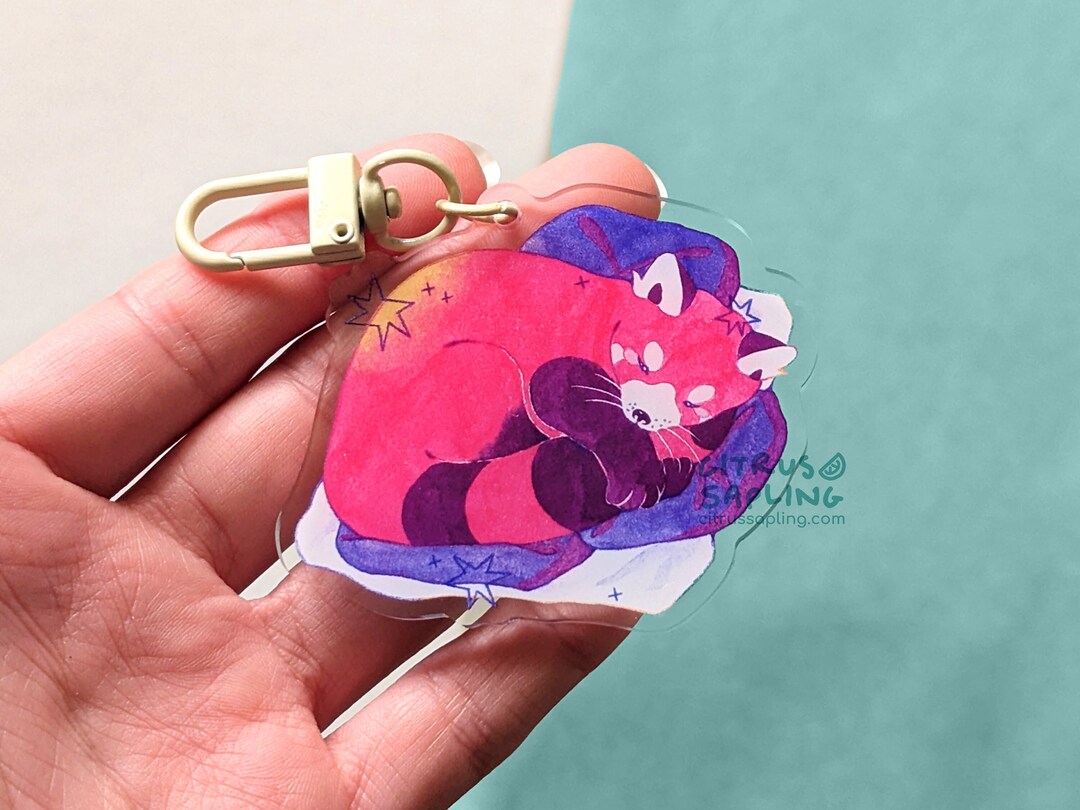 Red Panda Acrylic Charm Cute Transparent Animal Keychain Keyring Key ...