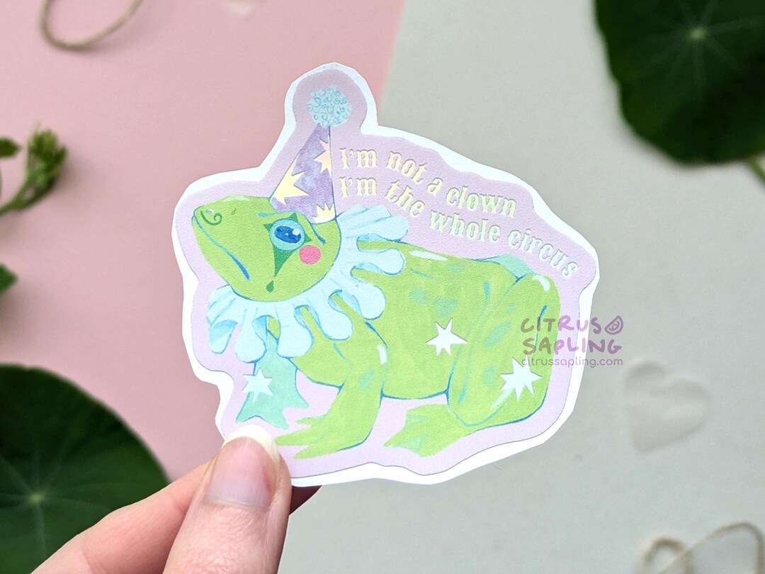 Clown Frog Holo Sticker Waterproof Vinyl, Funny Frog Stickers, Notebook ...
