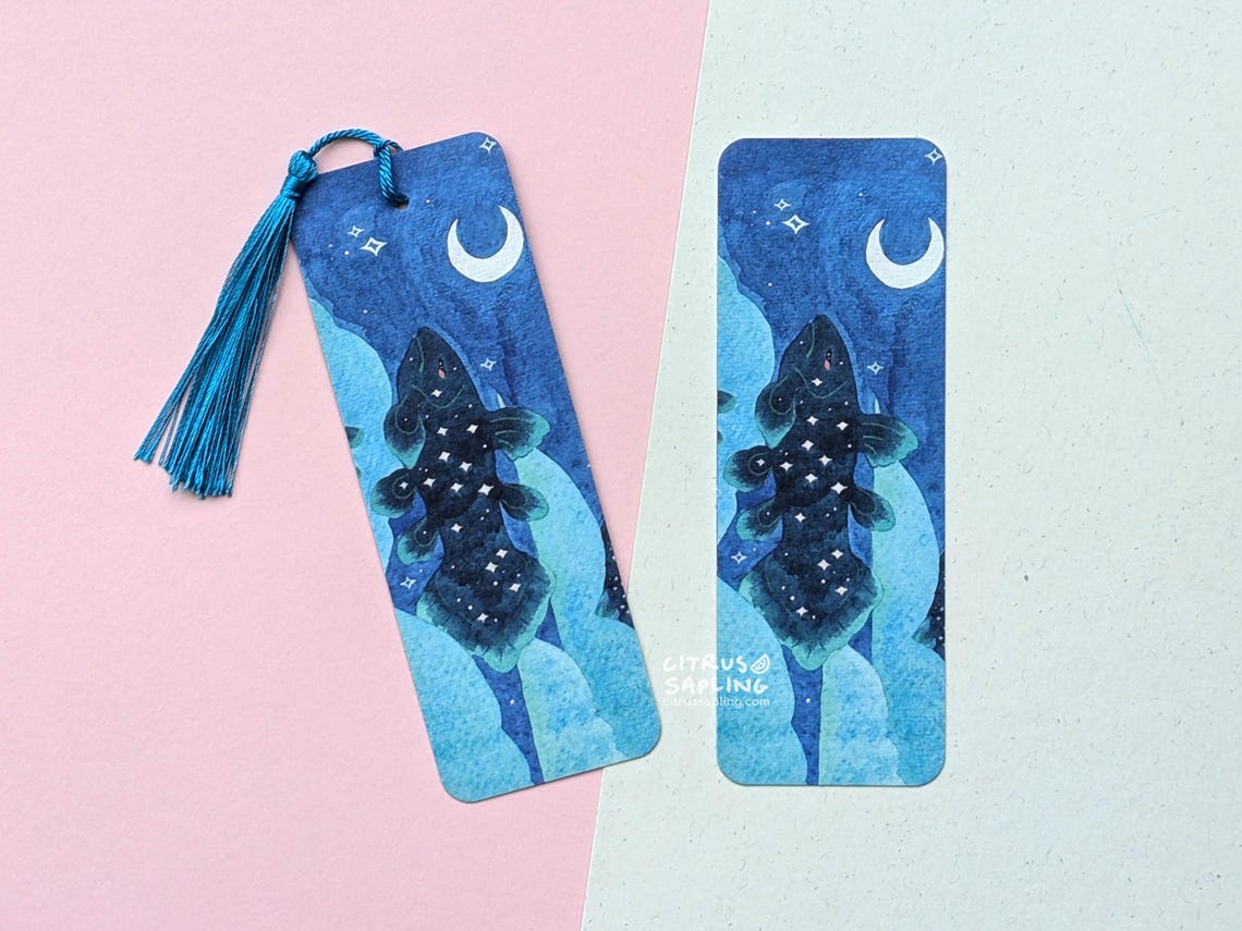 Coelacanth Bookmark Double Sided With or Without Tassel, Deep Sea ...