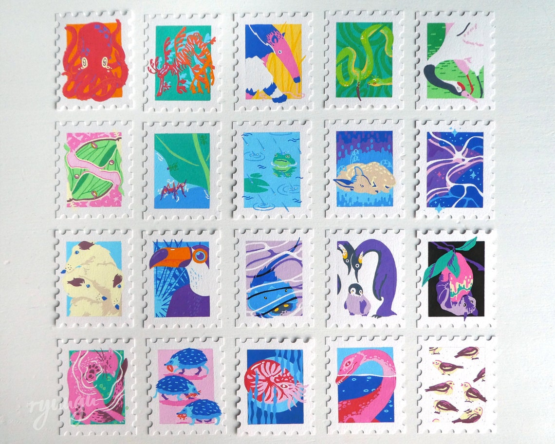 Original Posca Painting Animal Stamps Artwork Nature - Etsy UK