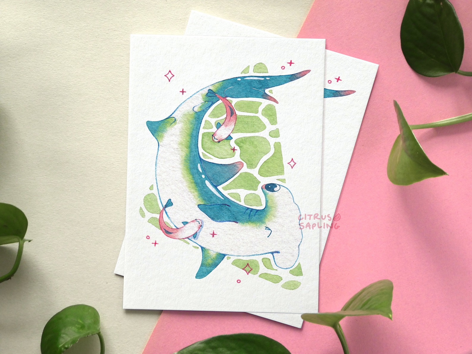 Hammerhead Shark Postcard A6 Illustrated Small Art Print | Snail Mail ...