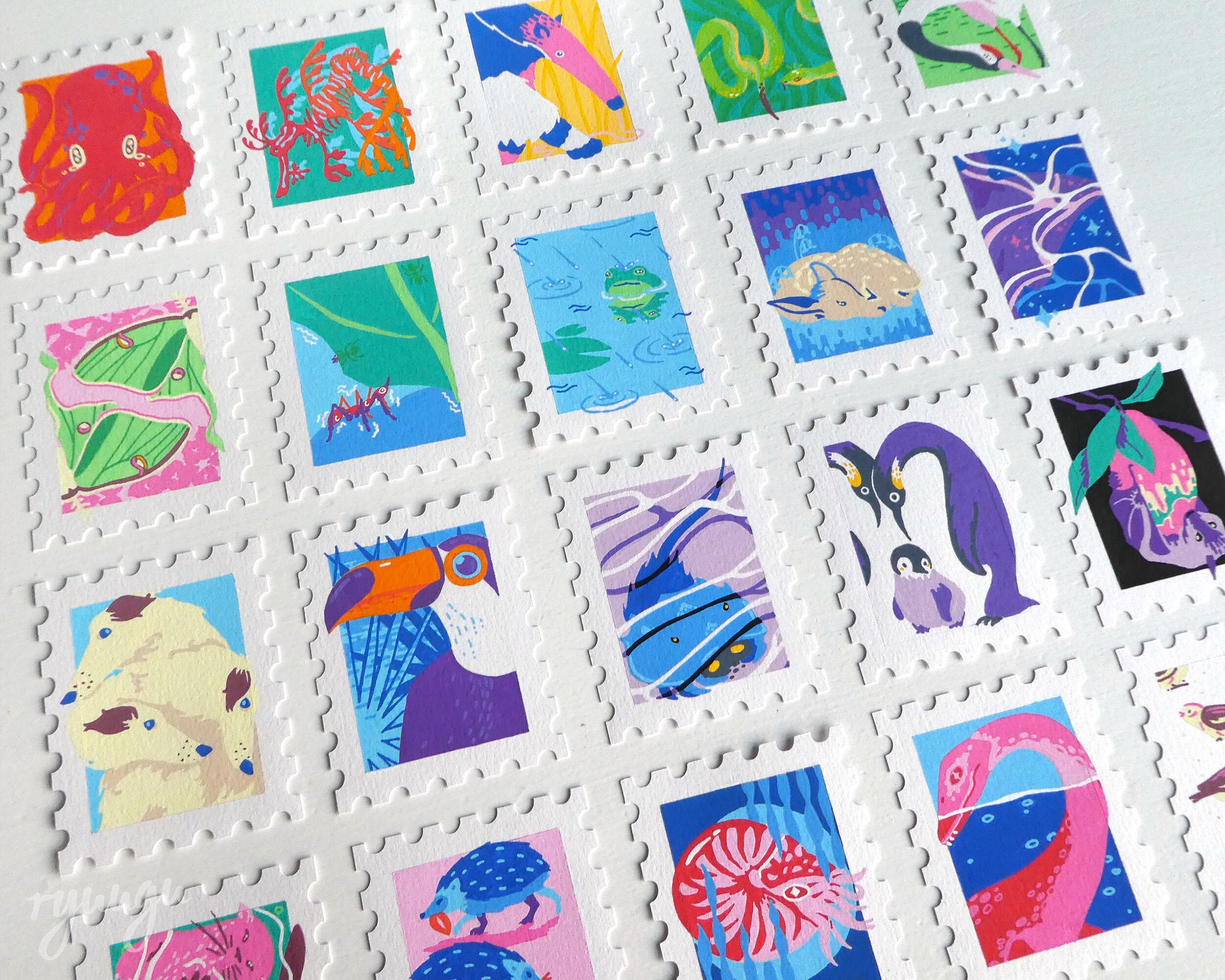 Original Posca Painting Animal Stamps Artwork Nature - Etsy UK