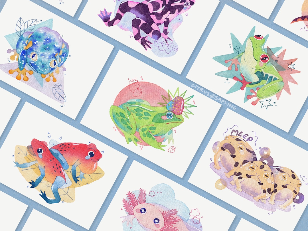Frog Postcards, 8 Designs | Singles or Pack of 4/8 | A6 Illustrated ...