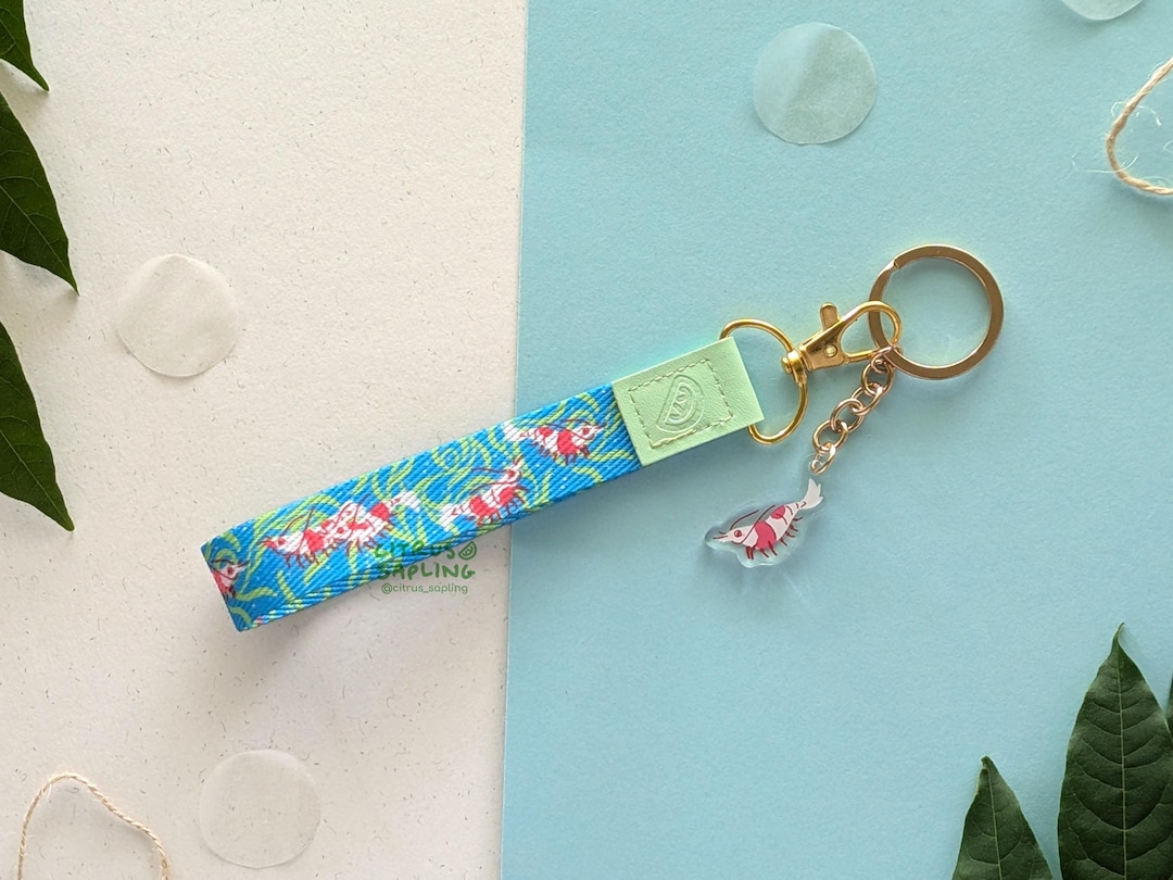 Cherry Shrimps Lanyard Keychain With Charm, Mini Lanyard Key Fob for ...