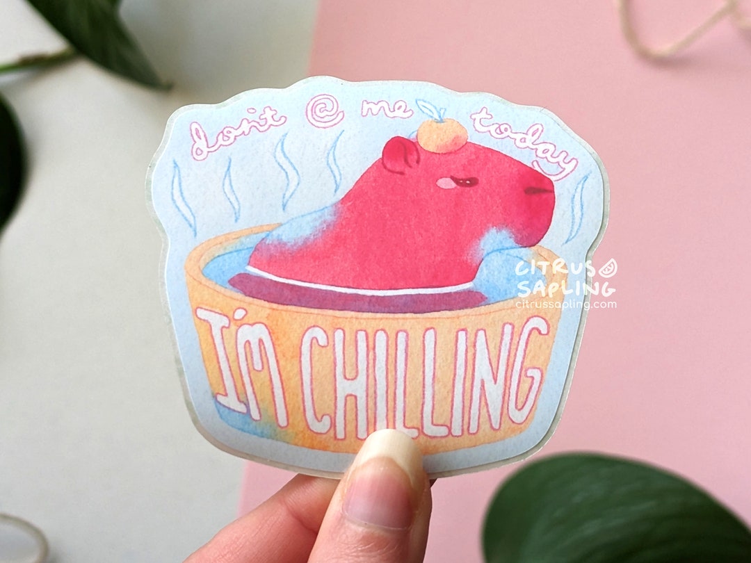 Chilling Capybara Sticker Matte Waterproof Vinyl | Notebook Laptop ...