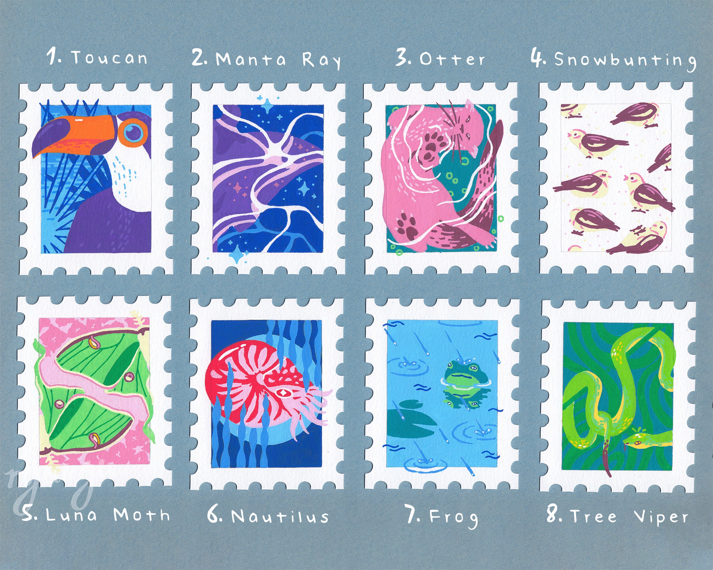 Original Posca Painting Animal Stamps Artwork Nature - Etsy UK