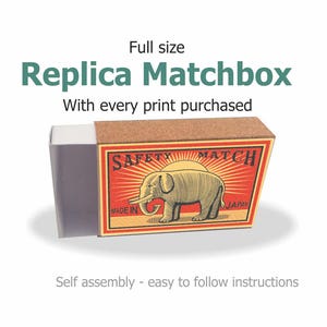 Elephant Sunburst Matchbox Print + Replica Matchbox - Etsy