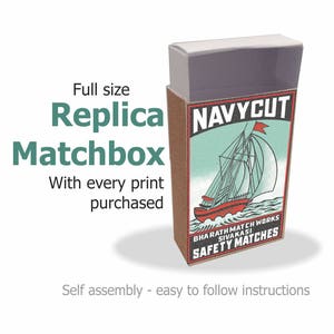 Navy Cut Safety Matches Indian Matchbox Label Art Print + Replica ...