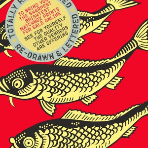 Three Fishes Swedish Matchbox Label Print + Replica Matchbox - Etsy