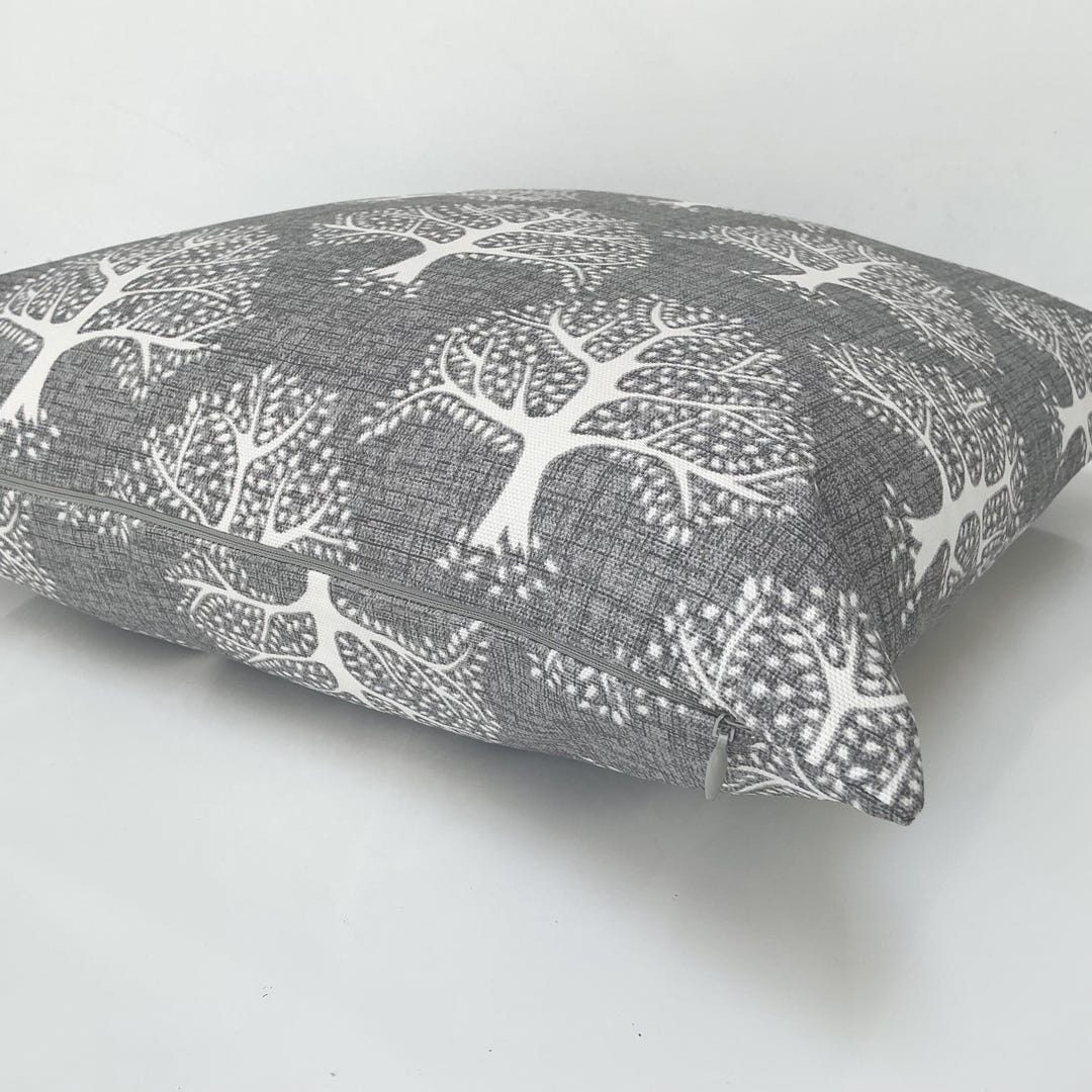 Pewter Grey Tree Cushion Cover, Double-sided Geometric Iliv Fabric ...