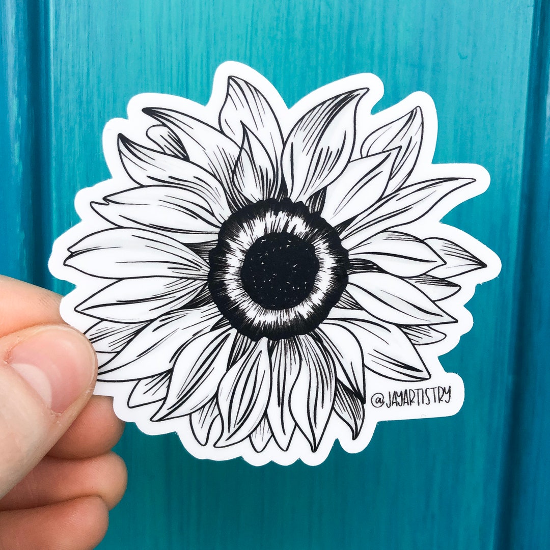 Black and White Sunflower *sticker* - Etsy