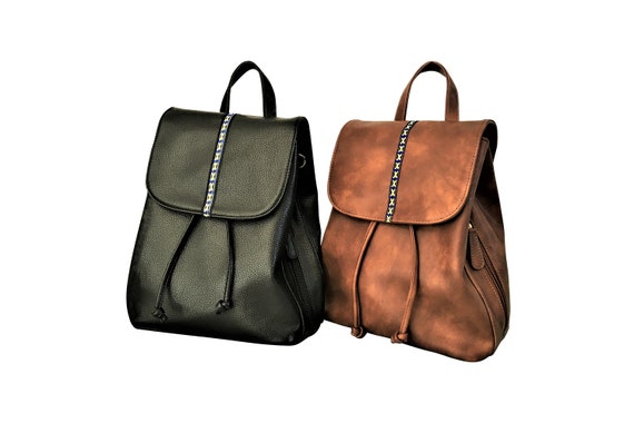 Mini Backpack Vegan Leather Bag Boho Womens Small Backpack | Etsy