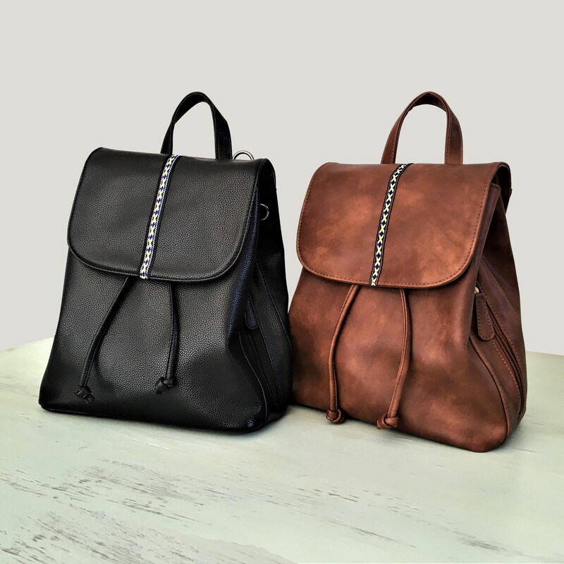 Boho Leather Backpack - Etsy