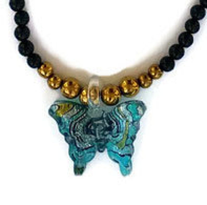 Blue Butterfly Pendant Gemstone Necklace - Etsy UK Blue Butterfly Pendant Gemstone Necklace - Etsy UK