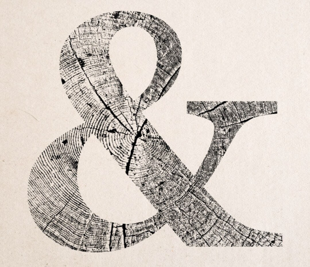 Ampersand Tree Rings Woodblock Nature Typography Poster Print - Etsy