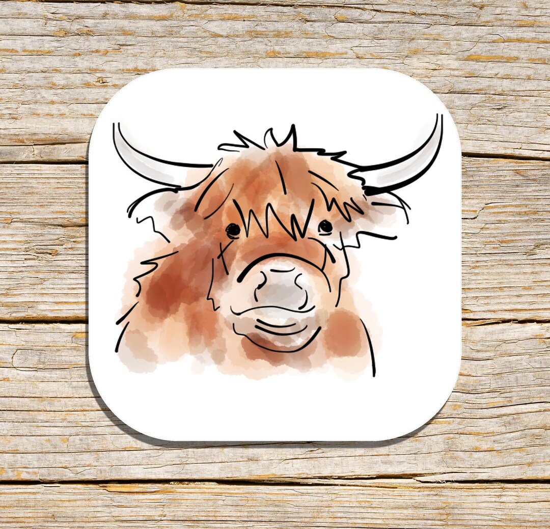 Baby Highland Cow Coaster, Highland Cows, Cows, Scottish Highland ...