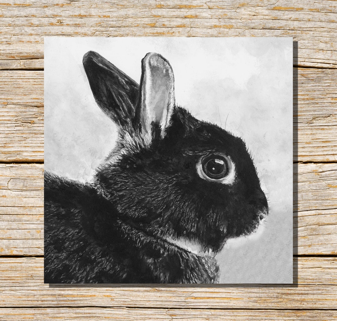 Bunny Card, Rabbit Greeting Card, Personalise Card, Black Bunny Card ...