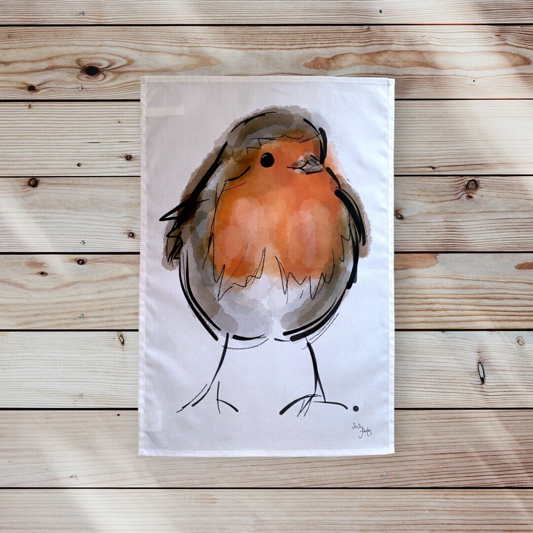 Robin Bird Tea Towel, 100% Cotton, Large Tea Towel, Superior Cotton ...