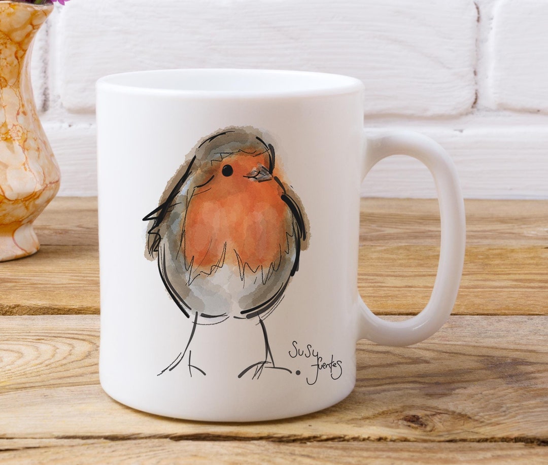 Robin Bird Mug by Artist Susy Fuentes - Etsy