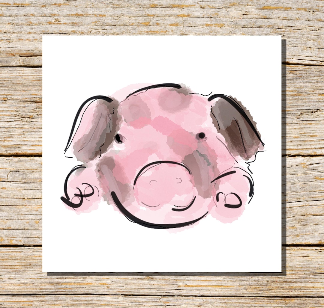 Pig Card, Piglet Card, Greetings Card, Blank Inside, Baby Pig Card ...
