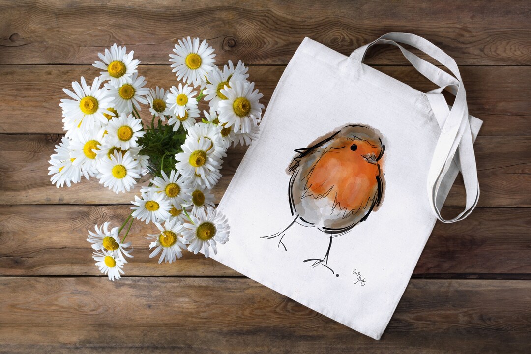 Robin Canvas Tote Bag, 100% Cotton Tote Bag, Tote Bag, Heavy Cotton ...