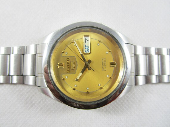 Vintage SEIKO 5 Automatic 21 Jewels transparent back … - Gem