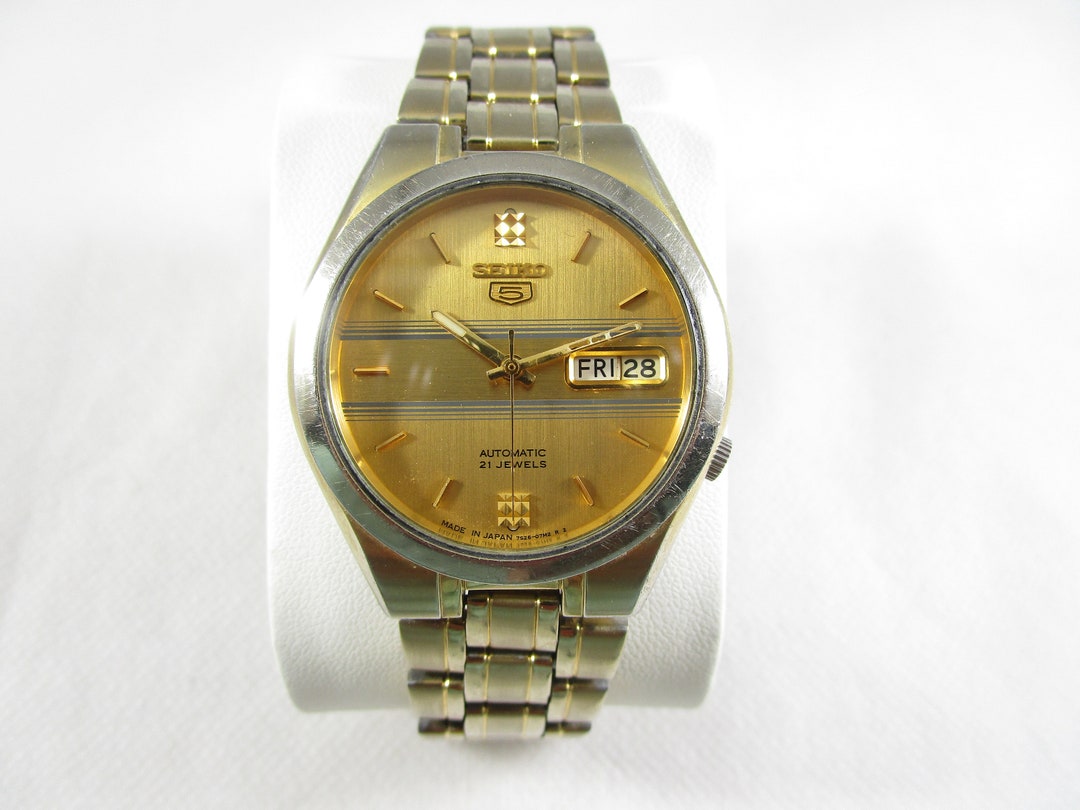 Vintage SEIKO 5 21 JEWELS Transparent Back Side Automatic Day-date ...