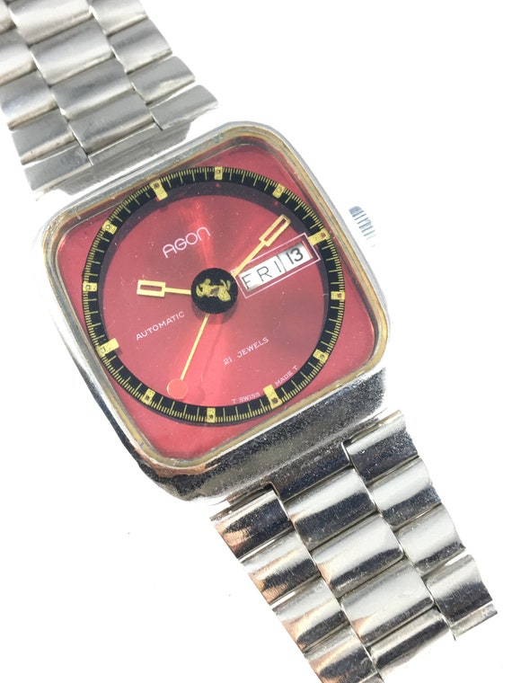 ULTRA RARE Vintage AGON Automatic Day Date Gent's Pre… - Gem
