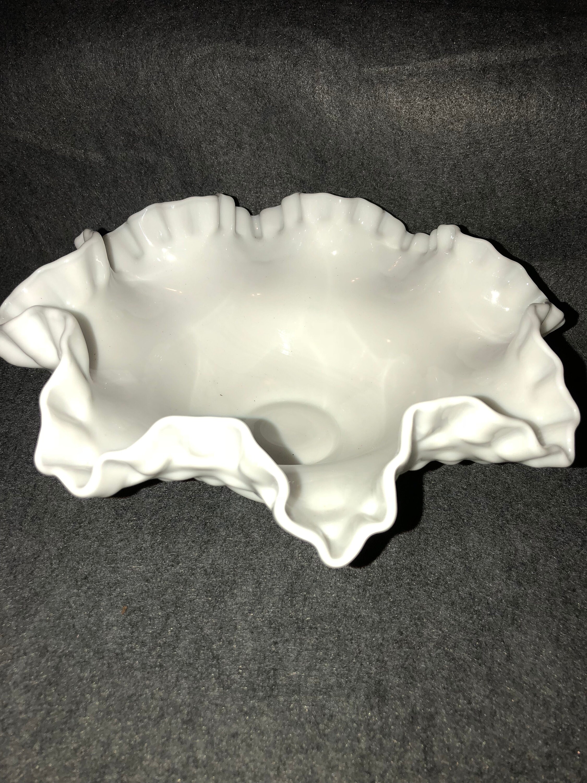Vintage Fenton White Milk Glass 10 Inch Ruffled Edge Fruit Bowl - Etsy