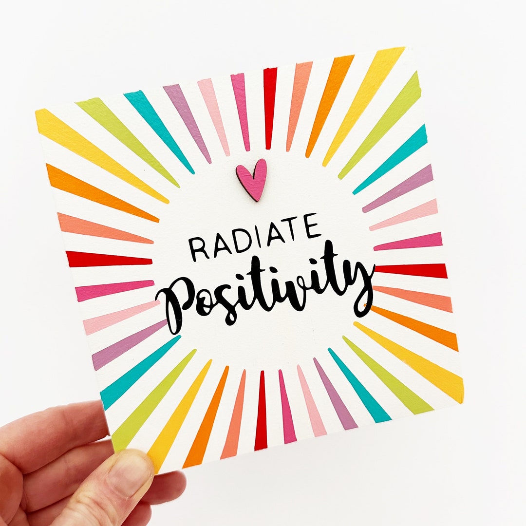 Radiate Positivity Rainbow Sign, Rainbow Wood Sign, Positive Quote Sign ...