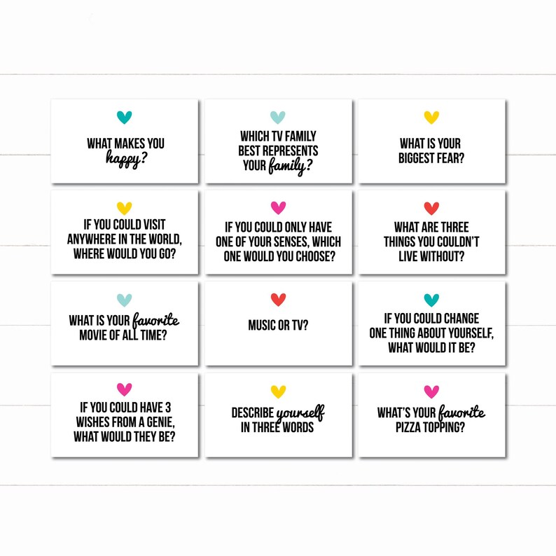 Printable Conversation Starter Cards, Conversation Cards for Family ...