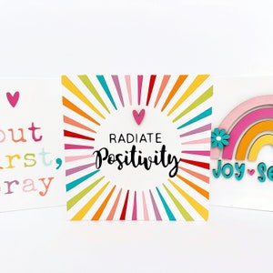 Radiate Positivity Rainbow Sign, Rainbow Wood Sign, Positive Quote Sign ...