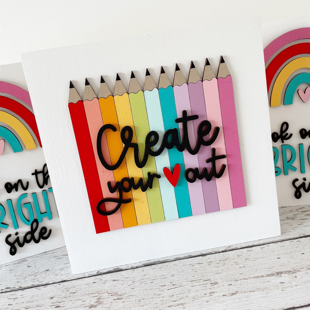 3D Create Your Heart Out Wood Sign, Colorful Laser Cut Wood Signs ...