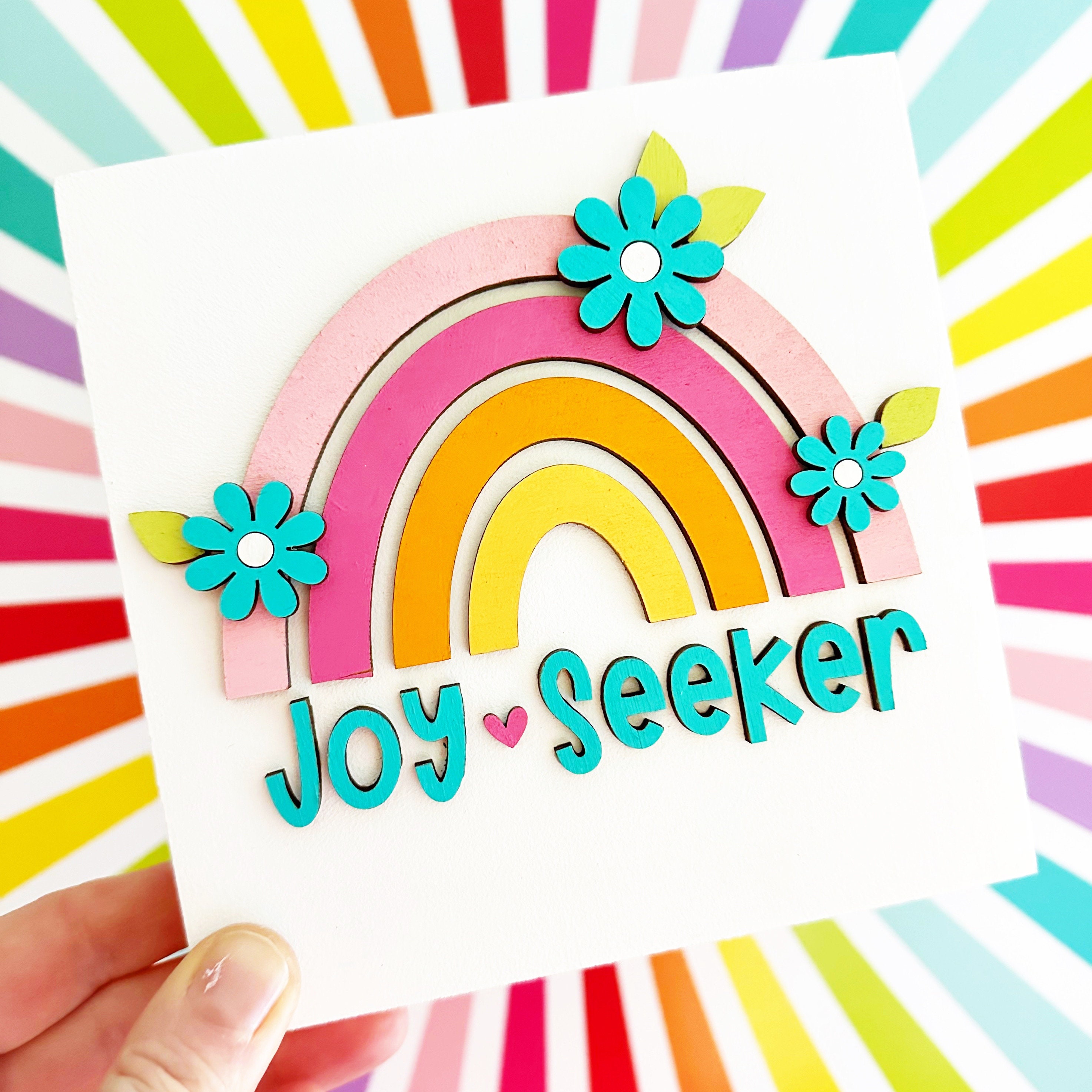 3D Joy Seeker Colorful Laser Cut Wood Sign, Rainbow Sign, Joy Sign, Gift for Color Lover ...