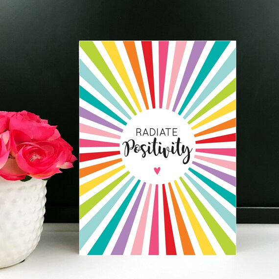 Radiate Positivity Rainbow Sign Rainbow Wood Sign Positive | Etsy