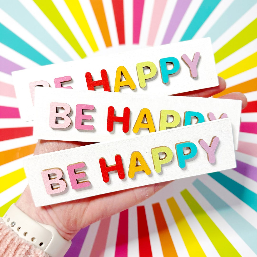 3D Mini Be Happy Laser Cut Sign, Happy Wood Sign, Craft Room Sign ...
