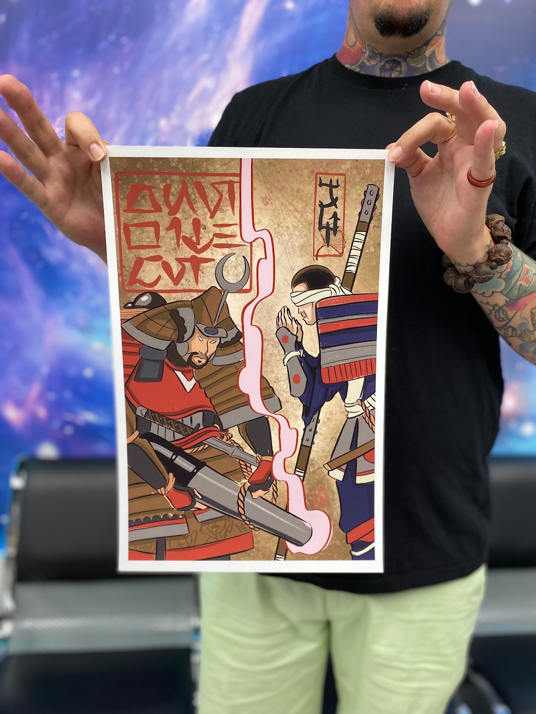 Star Wars Baze Chirut 11x17 Art Print, Japanese Illustrative Samurai ...