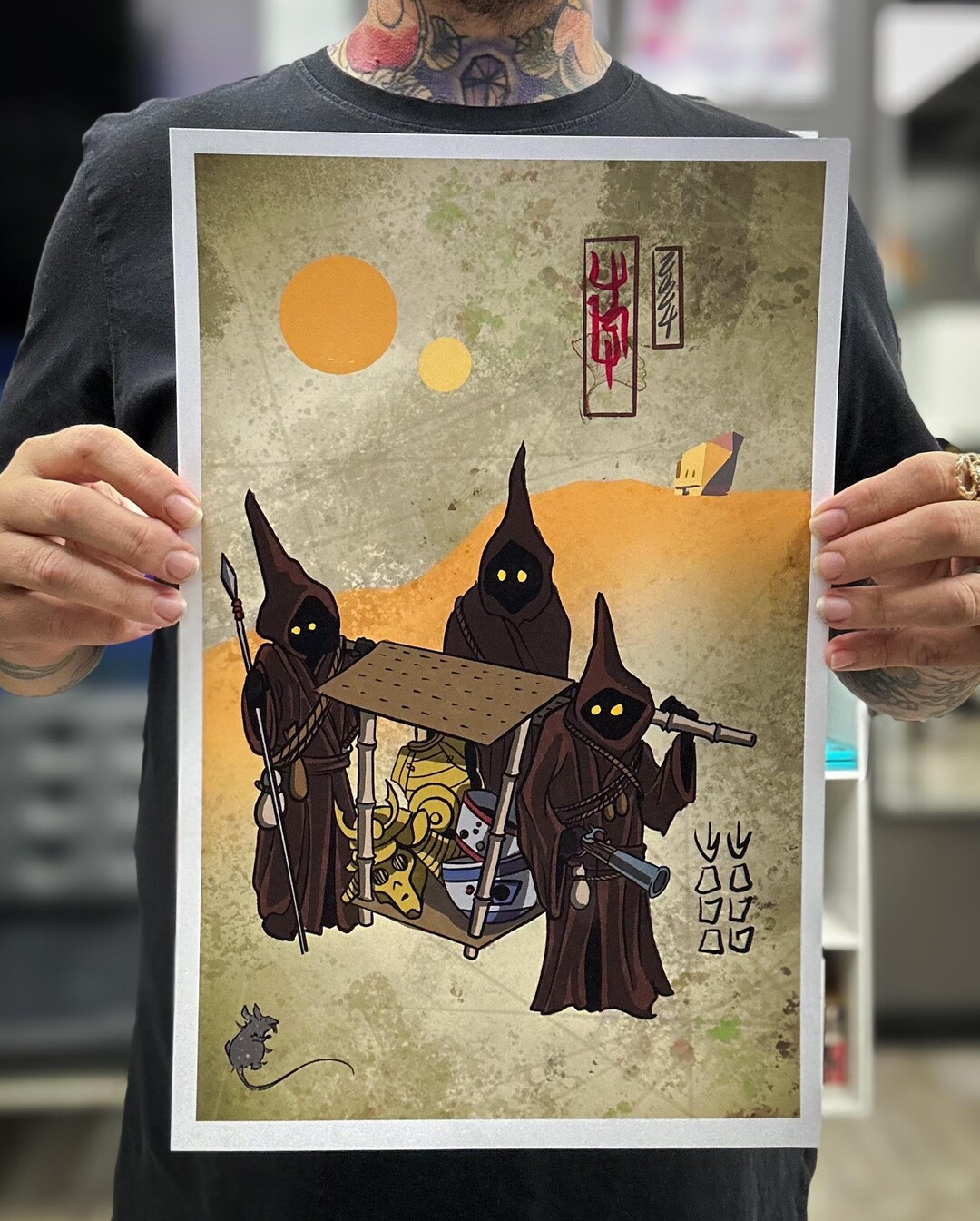 Star Wars Jawa Art Print, Japanese Samurai Style Poster, Episode IV ...