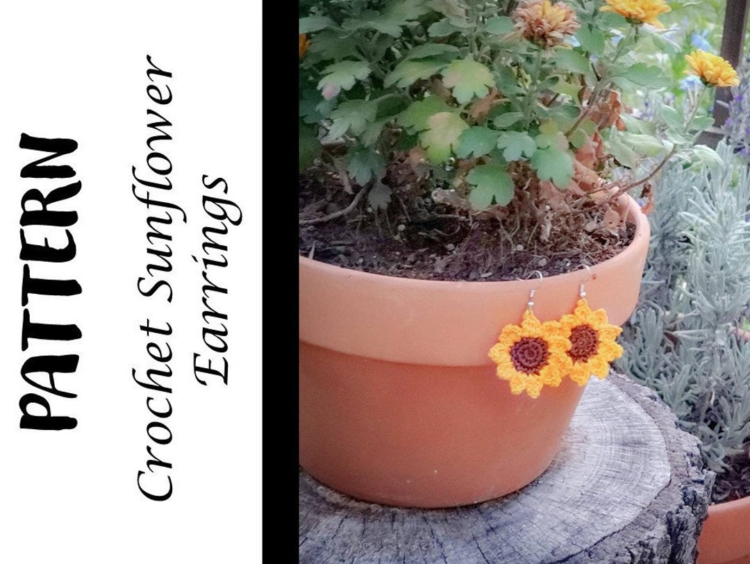 Sunflower Earrings Pattern, Crocheted Sunflower Earrings Pattern ...