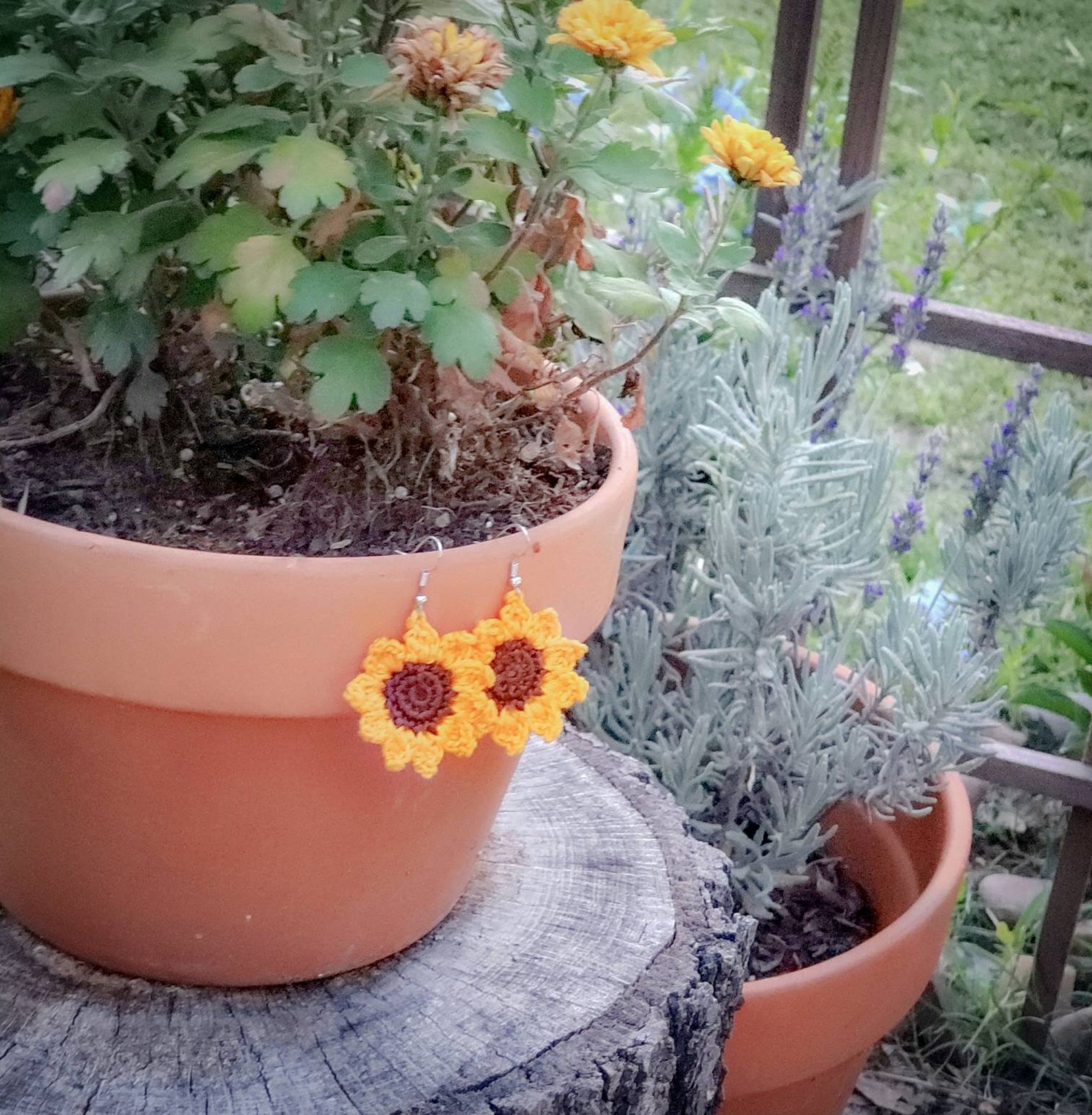 Sunflower Earrings Pattern, Crocheted Sunflower Earrings Pattern ...