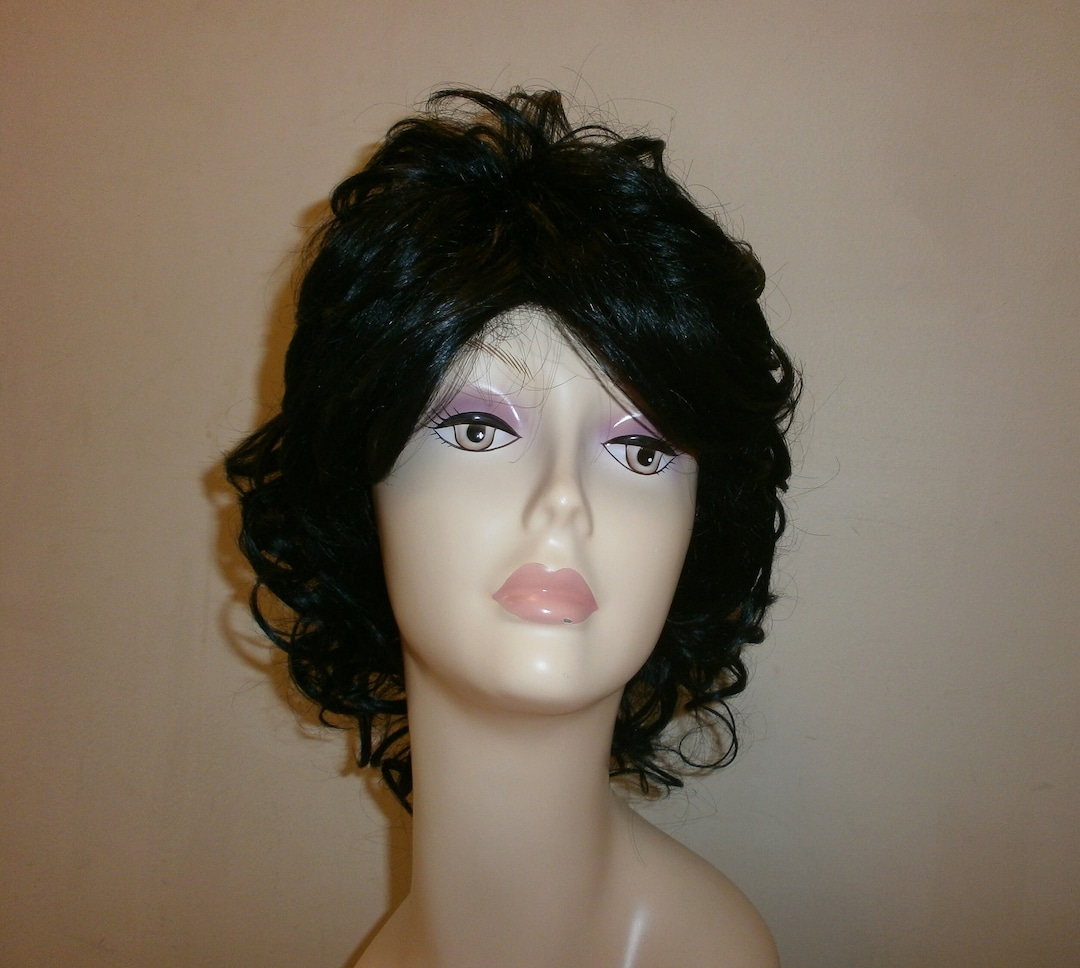 Curly Black Wig Curly Loose Layered Curls Synthetic Hair Wig - Etsy