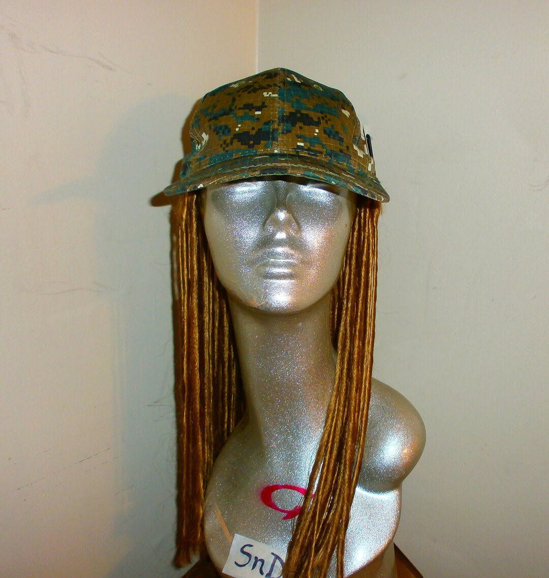 One-piece | Unisex Hat Wig - Army Print Baseball Cap With Long ...