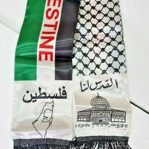 Palestine Silk Flag Neck Scarf With Map of Palestine and Al-aqsa - Etsy