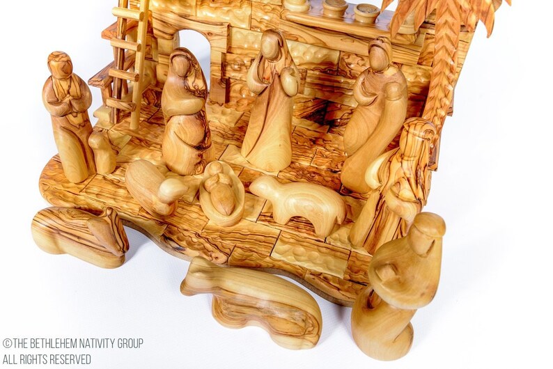 12 Piece Hand Carved Olive Wood Faceless Musical Nativity Set - Etsy