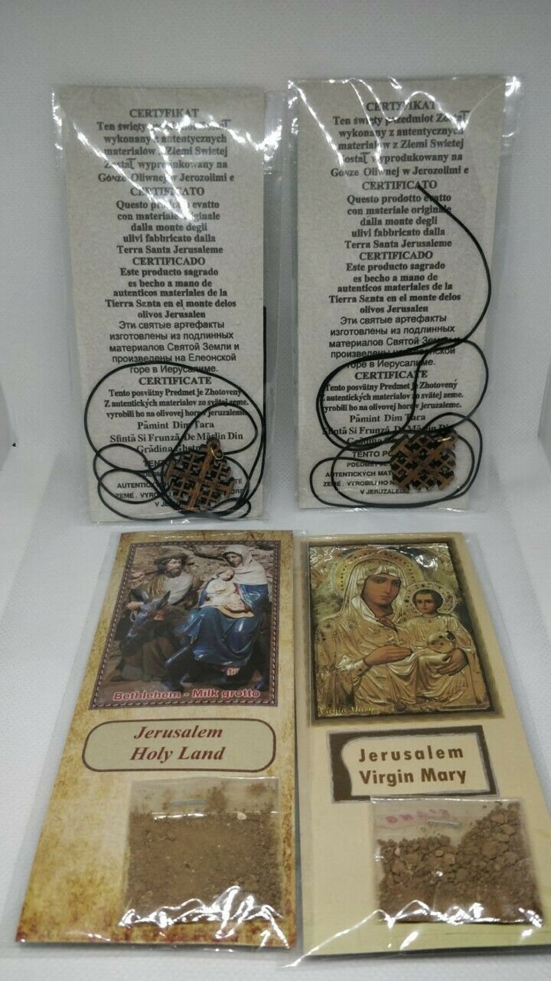 Holy Land Jerusalem Olive Wood Cross Necklace & Holy Earth - Etsy UK