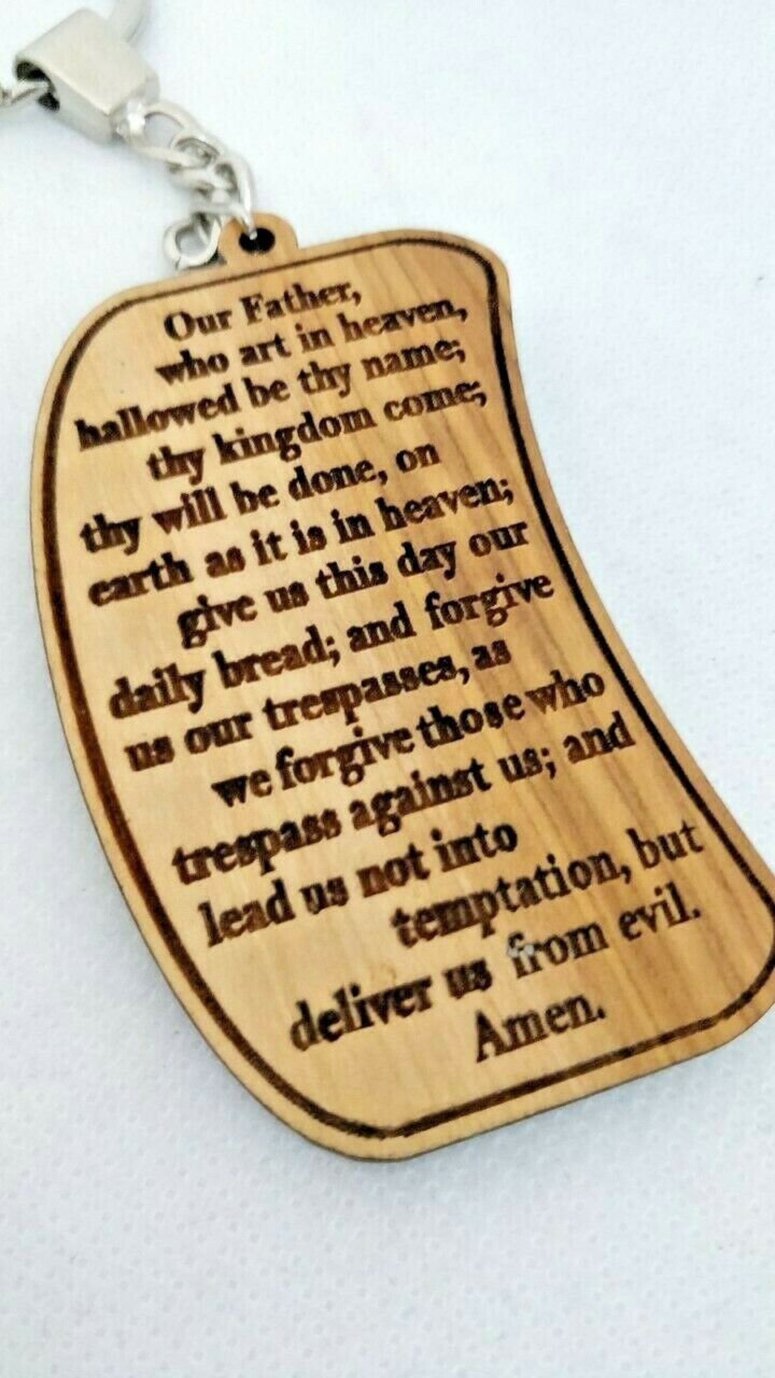 Hand Made Olive Wood Laser Engraved Lord's Prayer Keychain - Etsy UK