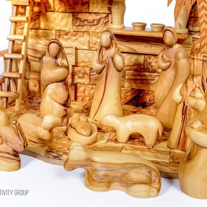 12 Piece Hand Carved Olive Wood Faceless Musical Nativity Set / Free ...